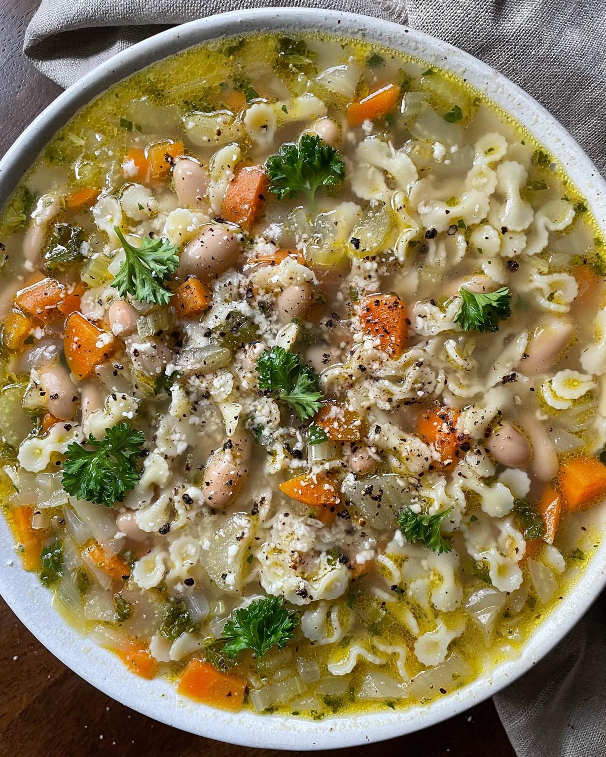 White Bean And Veggie Soup In Parmesan Brodo - Easy DIY Recipes