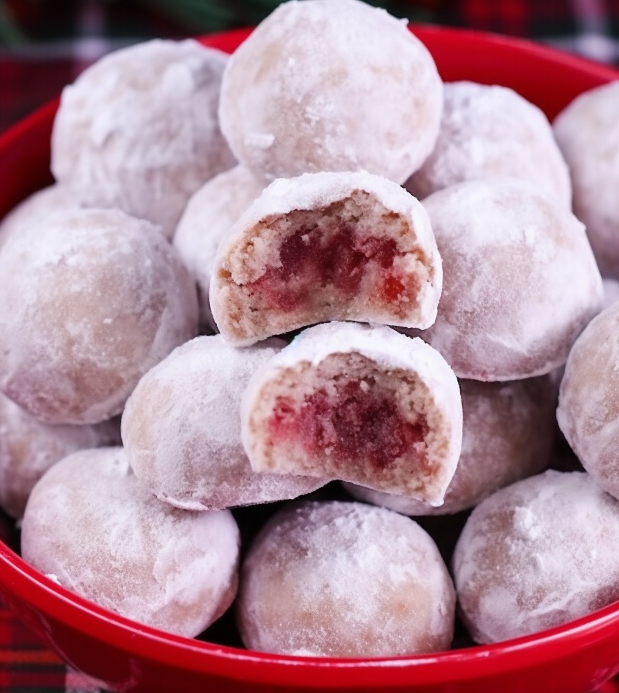 Cherry Snowball Cookies - Easy DIY Recipes