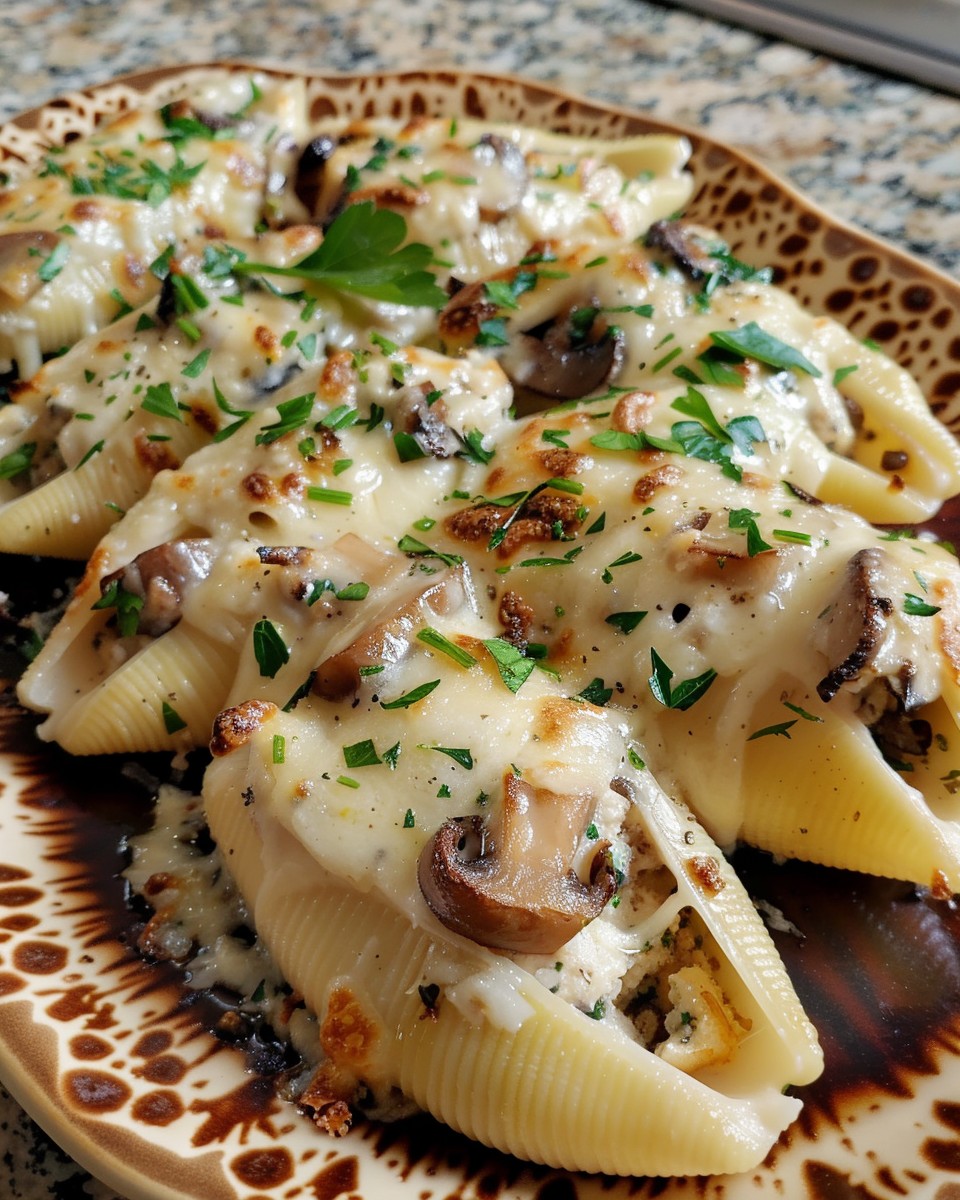 Creamy White Wine Mushroom Stuffed Shells - Easy DIY Recipes