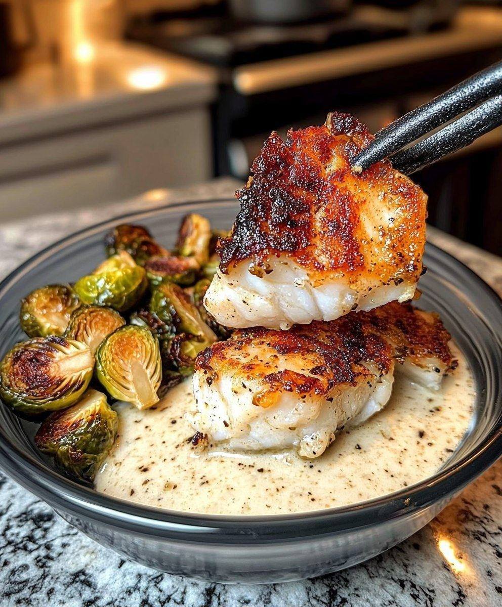 Lemon Garlic Butter Cod Bowls with Roasted Brussels Sprouts - Easy DIY ...