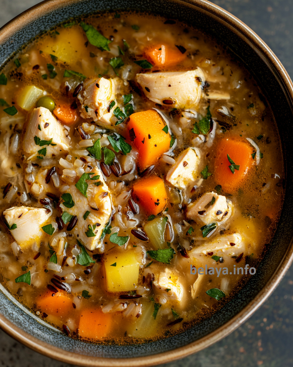 Chicken & Root Vegetable Soup with Wild Rice - Easy DIY Recipes