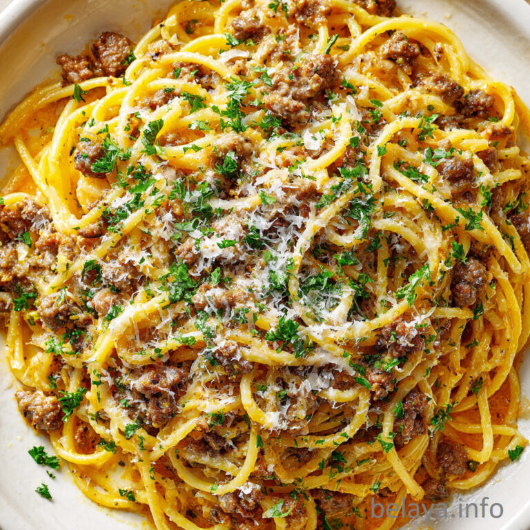 Creamy Garlic Butter Spaghetti with Parmesan Beef - Easy DIY Recipes